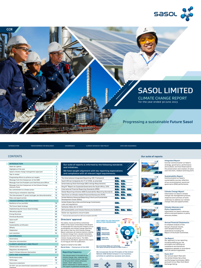 SASOL Climate Change Report 2023 | PDF | Climate Change Mitigation ...