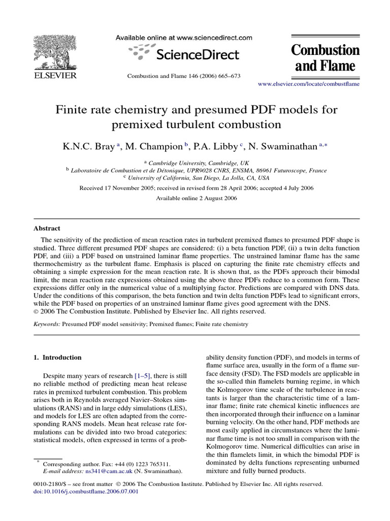 Finite Rate Chemistry and Presumed PDF M | PDF | Probability Density ...