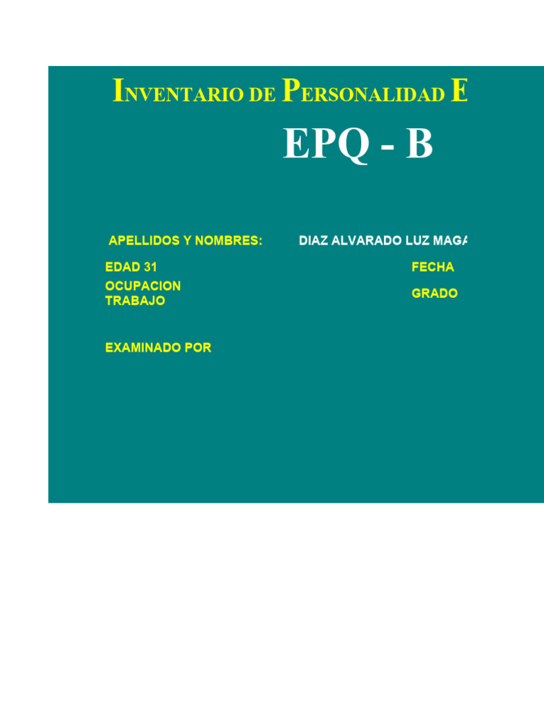 Eysenck Epq-B | PDF