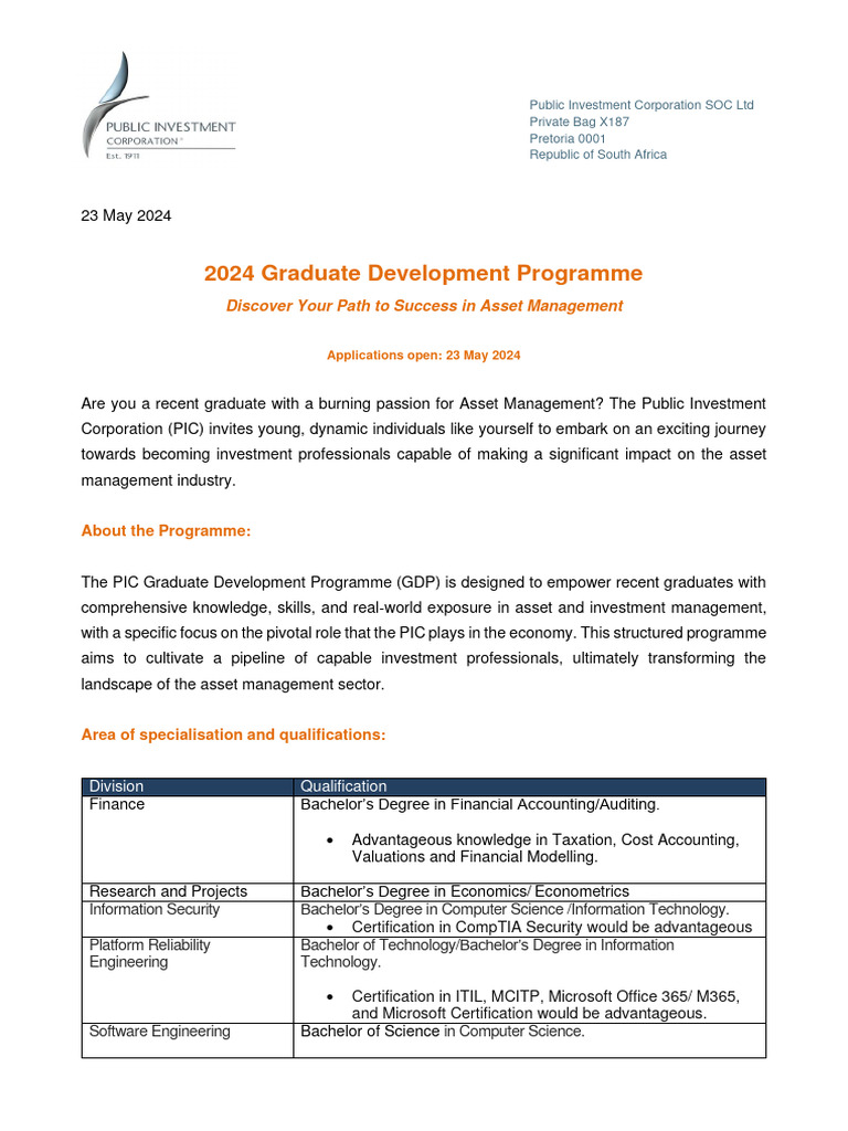 2024 Graduate Development Programme | PDF | Asset Management | Investing