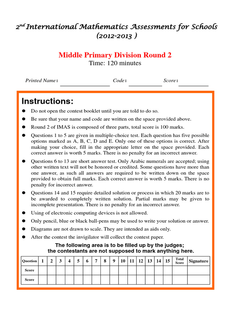 2012 IMAS_2nd_MP | Download Free PDF | Multiple Choice