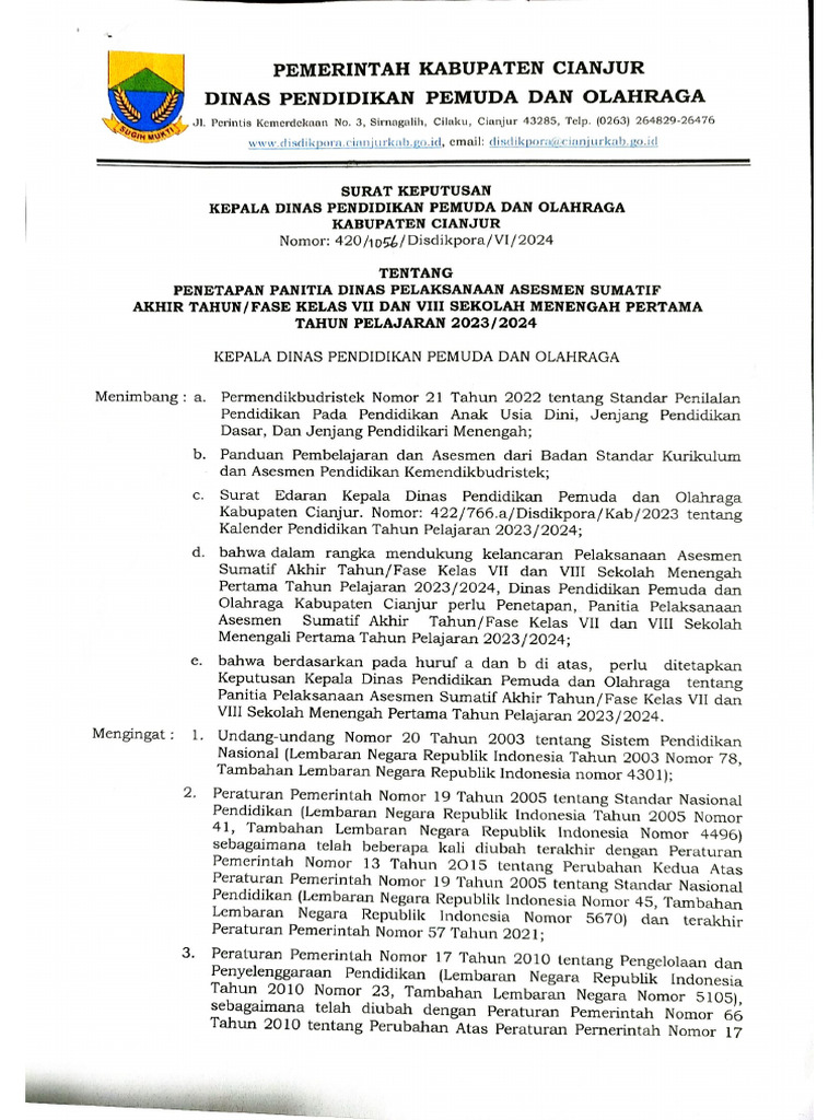 SK Dan Surat Tugas Monev Asesmen Sumatif Akhir Tahun - Fase Kelas VII ... SK Dan Surat Tugas Monev Asesmen Sumatif Akhir Tahun - Fase Kelas VII ...