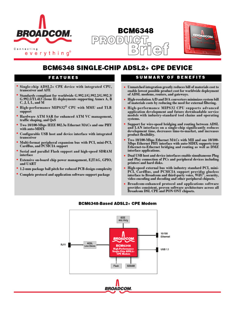 datasheet BCM6348 17-5-2006 | Download Free PDF | Usb | Embedded System