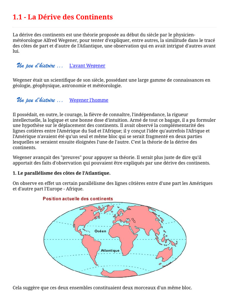 Théorie de la Dérive des Continents | PDF | Continent | Tectonique des ...