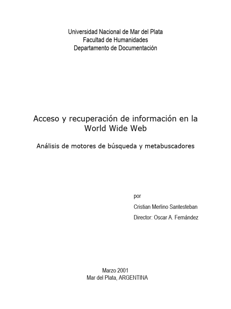 Acceso y Recuperación de Información en La World Wide Web | PDF | Red ...