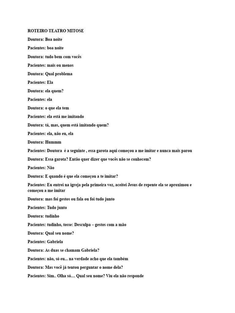 Roteiro Teatro Mitose | PDF