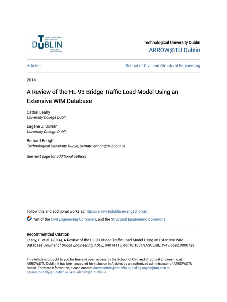 A Review of the HL-93 Bridge Traffic Load Model Using an Extensiv ...