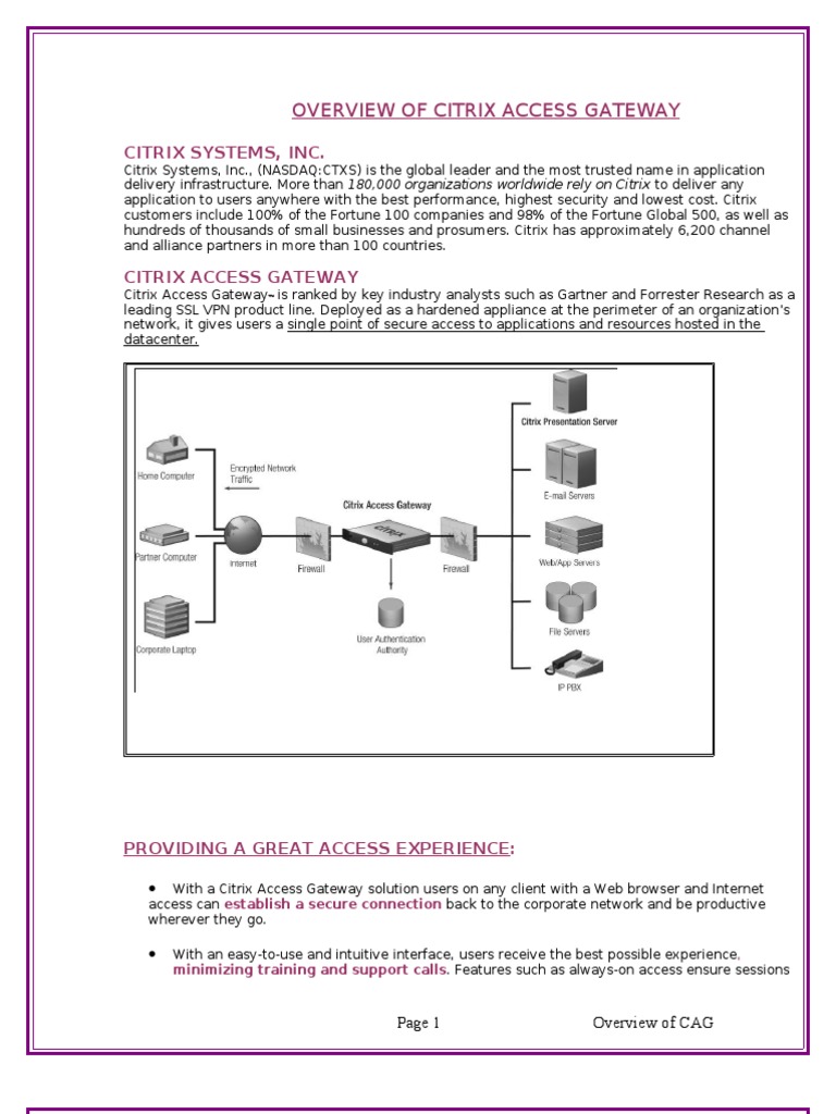 Overview of C Itrix Access Gateway: Citrix Systems, Inc | PDF | Citrix Systems | Gateway ...