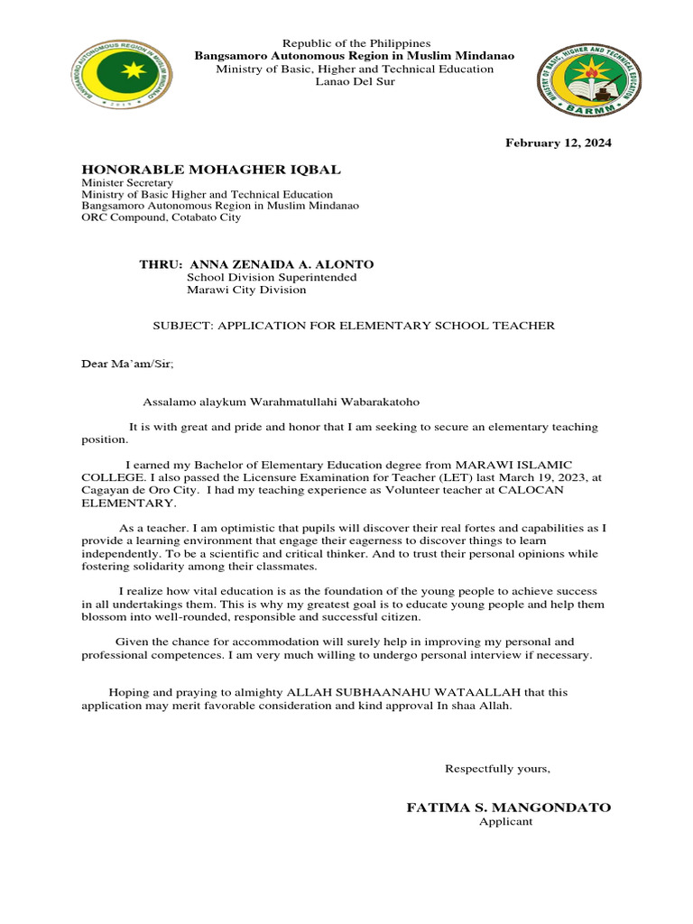 Application Letter FSM | Download Free PDF | Mindanao