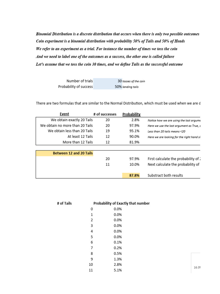 Binomial Distribution and Standard Deviation For Bin Dist | PDF ...