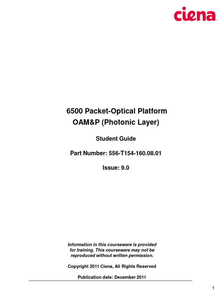 Photonic Layer - OAM&P - SG - 556-T154-160.08.01 - Secure | PDF ...