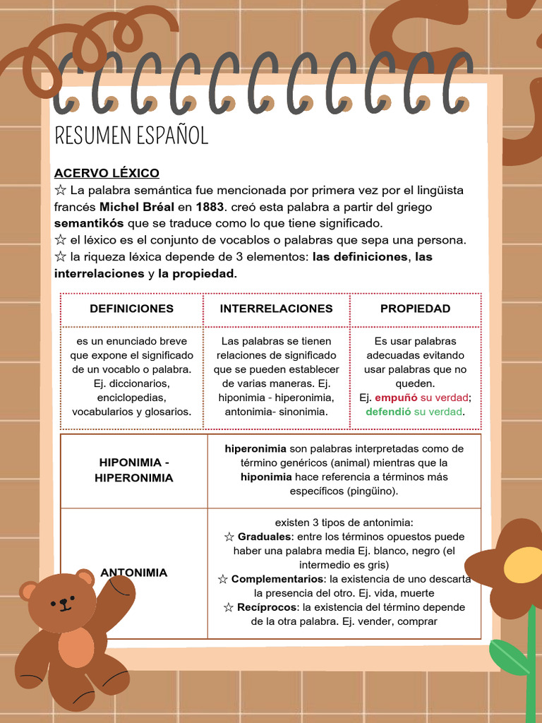 RESUMEN ESPAÑOL | PDF | Palabra | Semántica