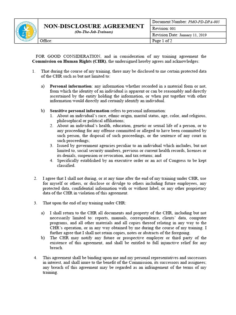 Sample-NDA-1 | PDF | Non Disclosure Agreement | Common Law