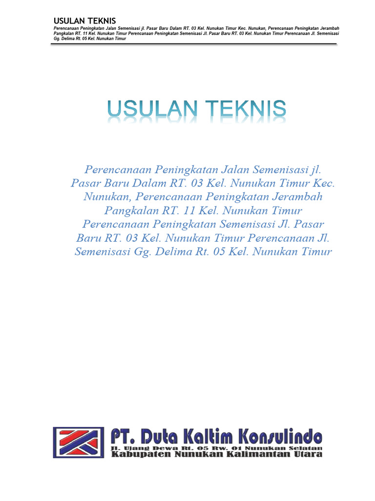 Contoh Usulan Teknis | PDF