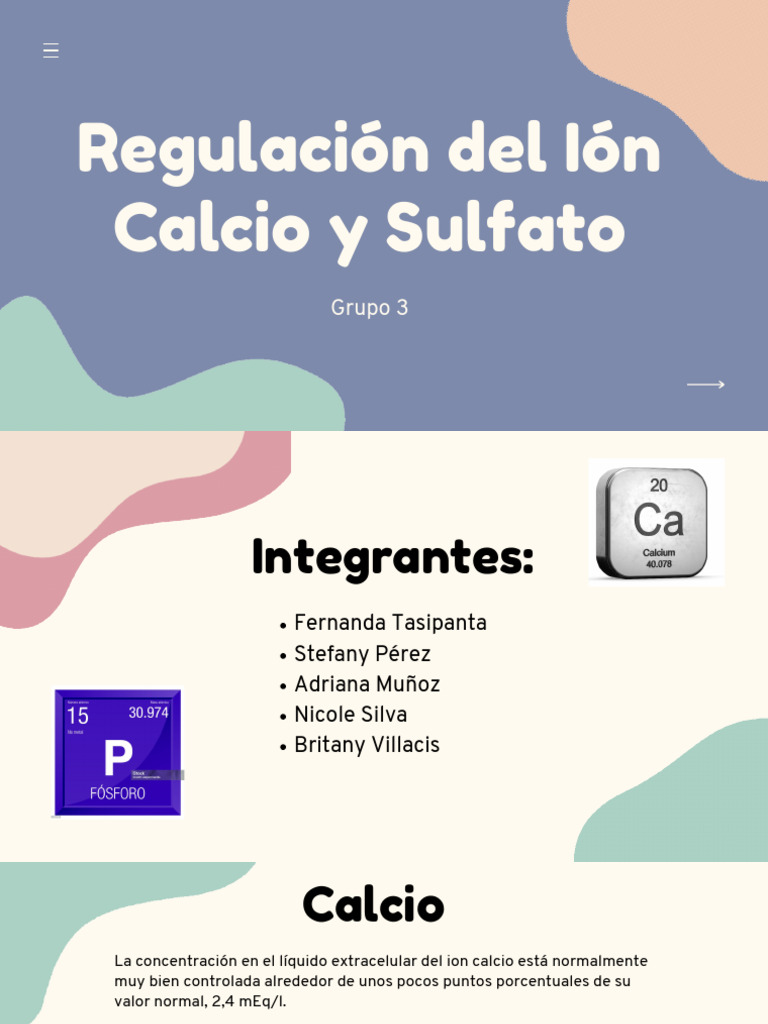 Regulación Del Ión Calcio y Sulfato | PDF | Calcio | Fisiología