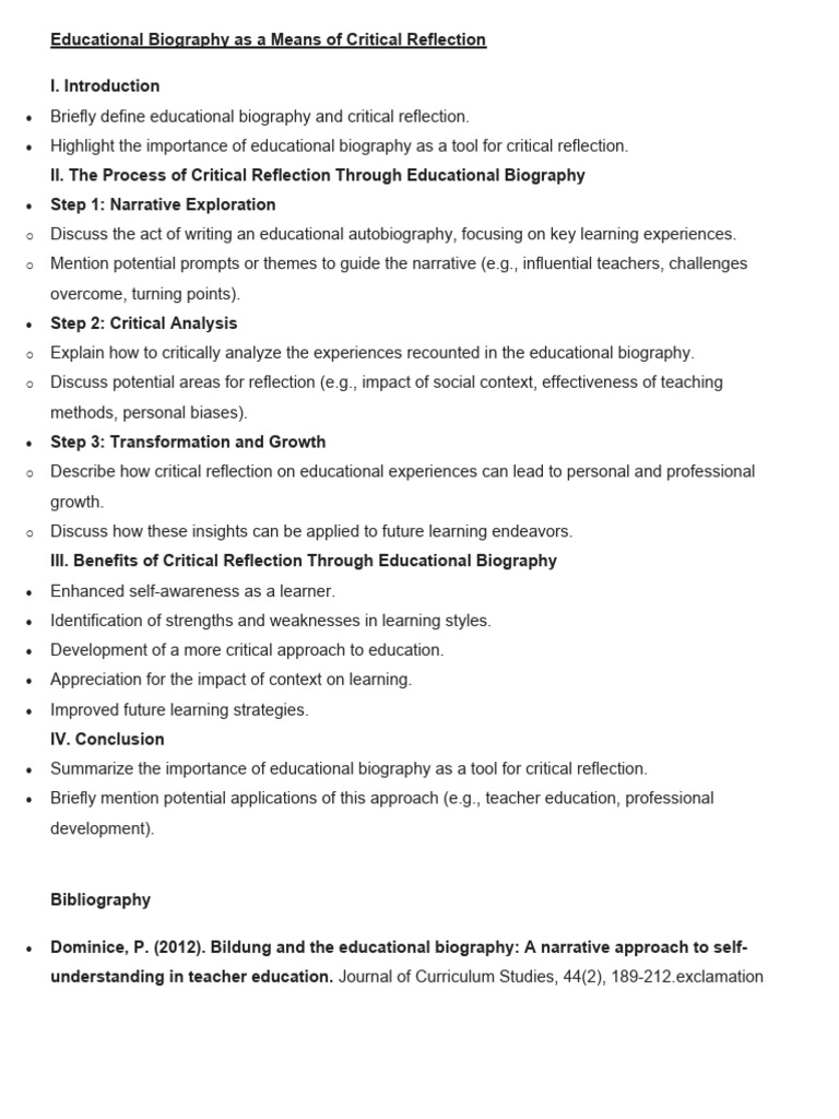 Educational Biography As A Means of Critical Reflection | PDF ...