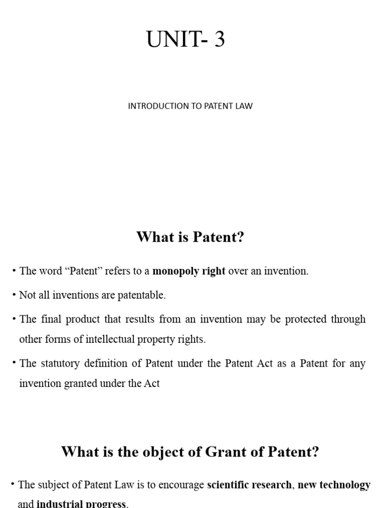 Unit 3 Patent Law Pdf Patent Glossary Of Patent Law Terms