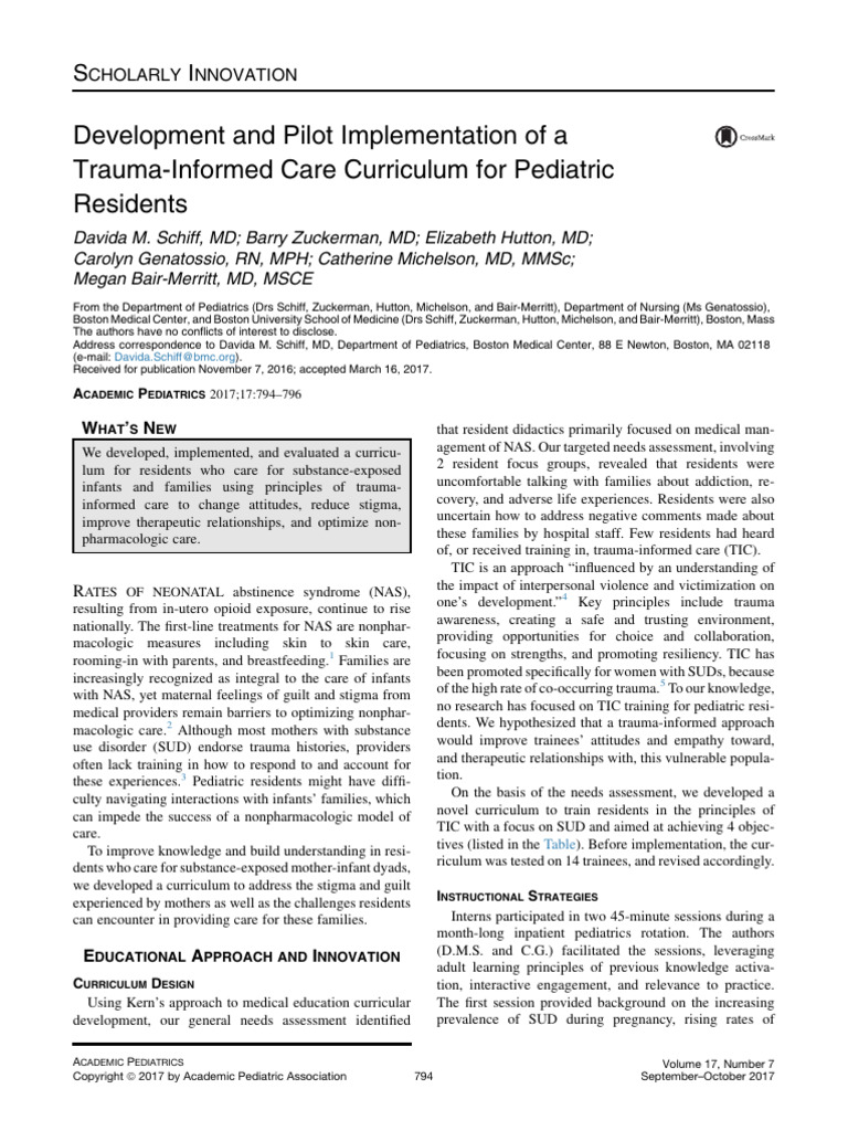 Development-and-Pilot-Implementation-of-a-Trauma-Informed-C_2017_Academic-Pe | Download Free PDF ...