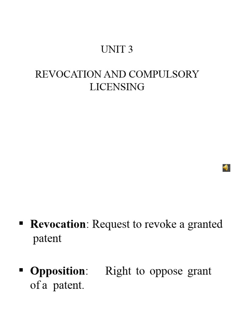 Revocation of Patents and Compulsory Licensing | PDF | Patent ...