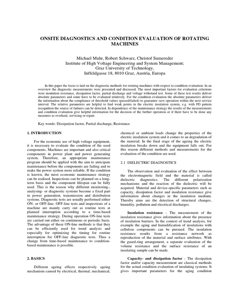 Onsite Diagnostics and Condition Evaluation of Rotating Machines | PDF ...