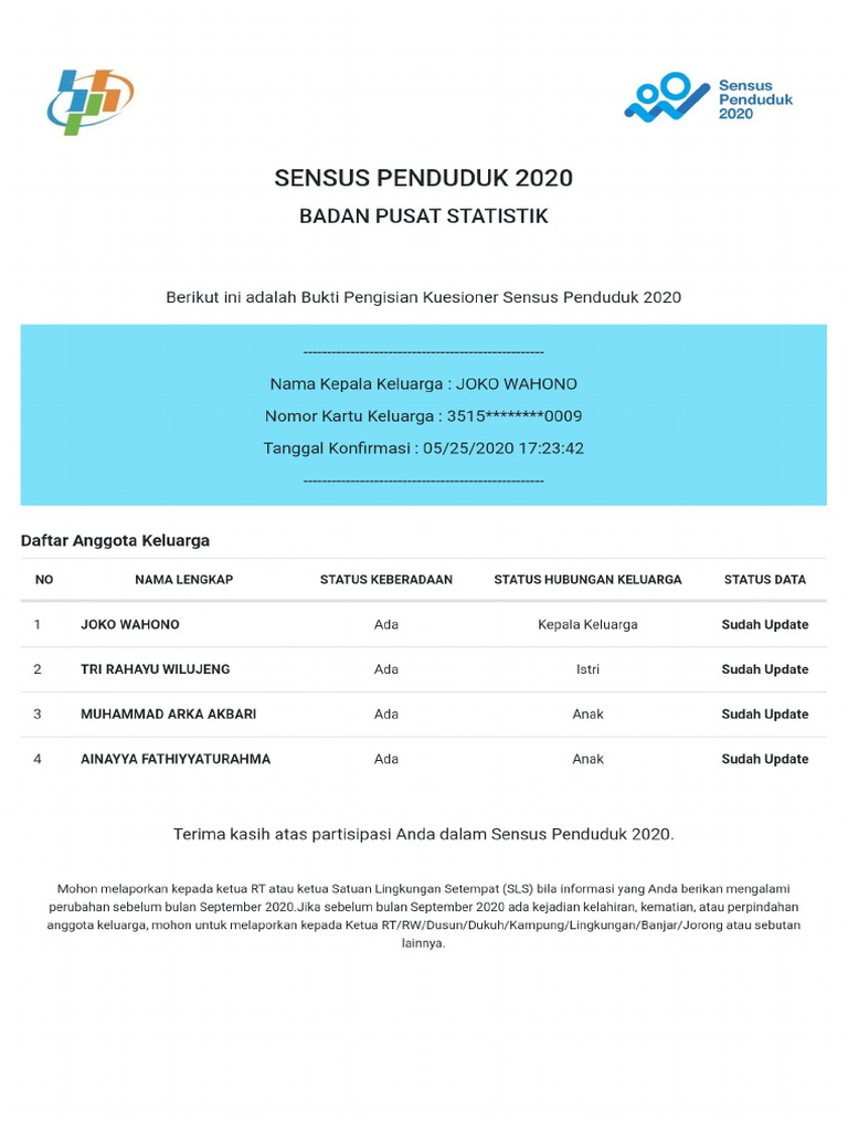 Bukti Pengisian Sp2020 Online Pdf