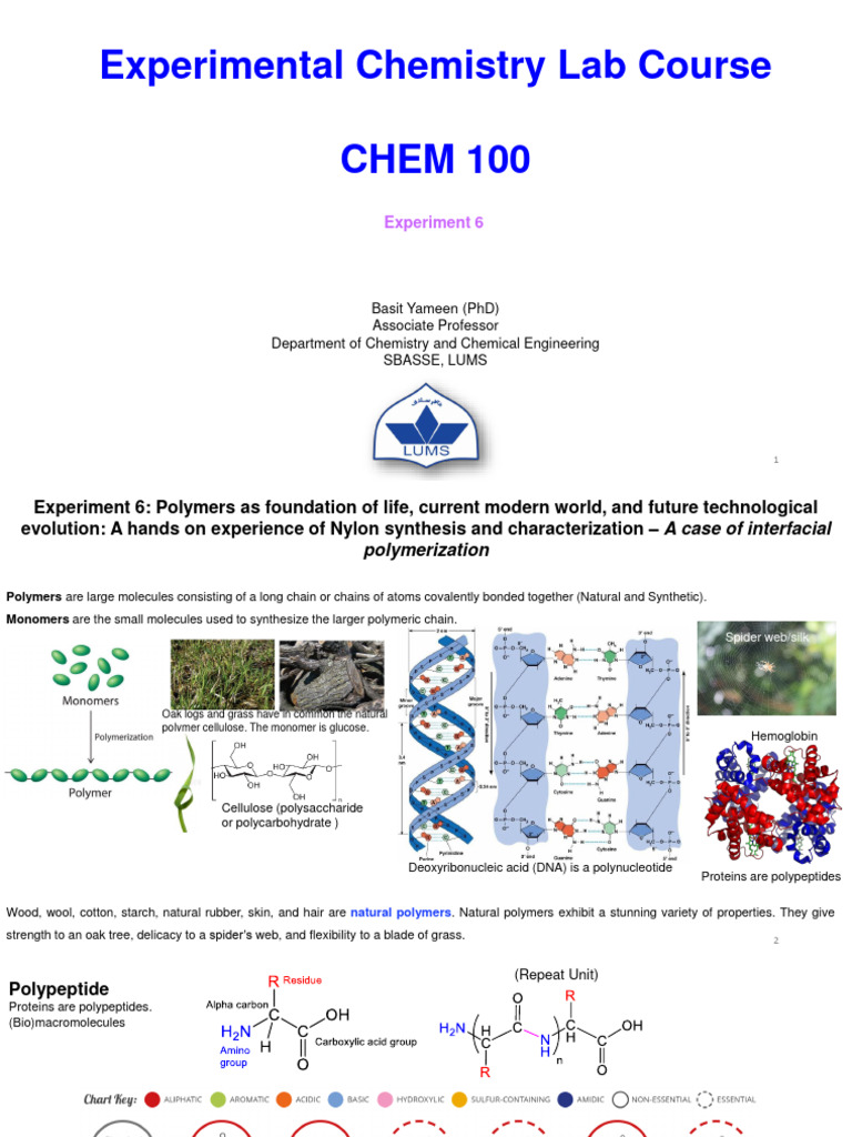 Lecture 6 CHEM 100 Spring 2024 | PDF | Polymers | Polymerization