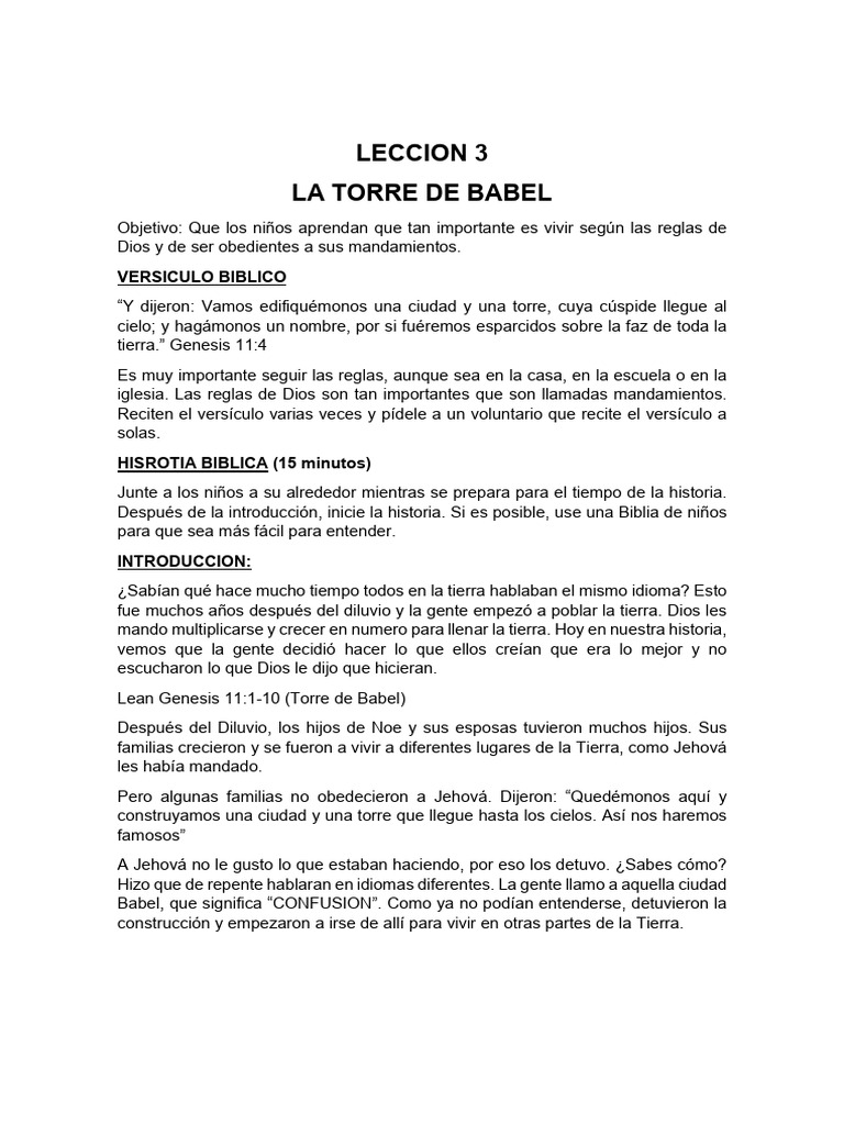 LECCION 3 La Torre de Babel | PDF | Creencia religiosa y doctrina