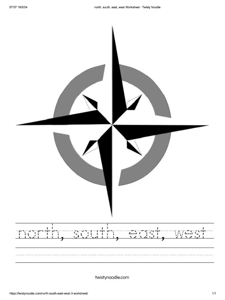 north, south, east, west Worksheet - Twisty Noodle | PDF
