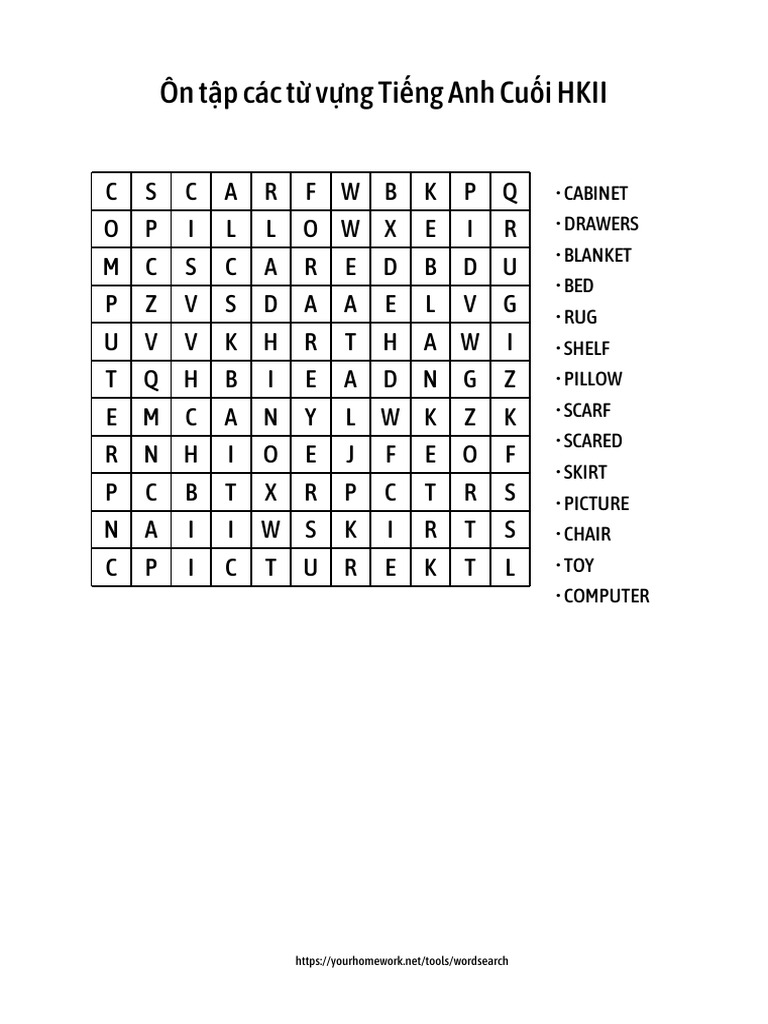 On Tap Cac Tu Vung Tieng Anh Cuoi HKII | PDF