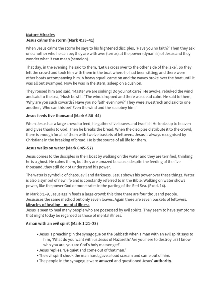 Mark Gospel Miracles | Download Free PDF | Jesus | Gospel Of Mark