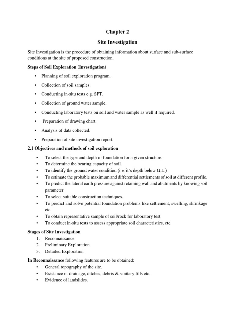 Chapter 2 - Site Investigation | PDF