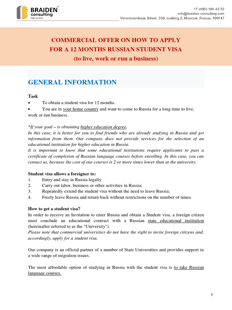 Russian Student Visa Application Guide | PDF | Travel Visa | Passport