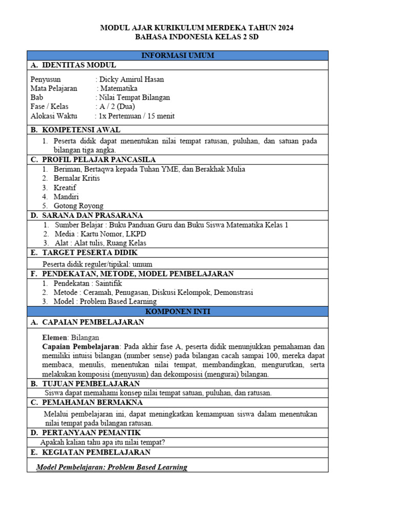 MODUL AJAR Microteaching | PDF