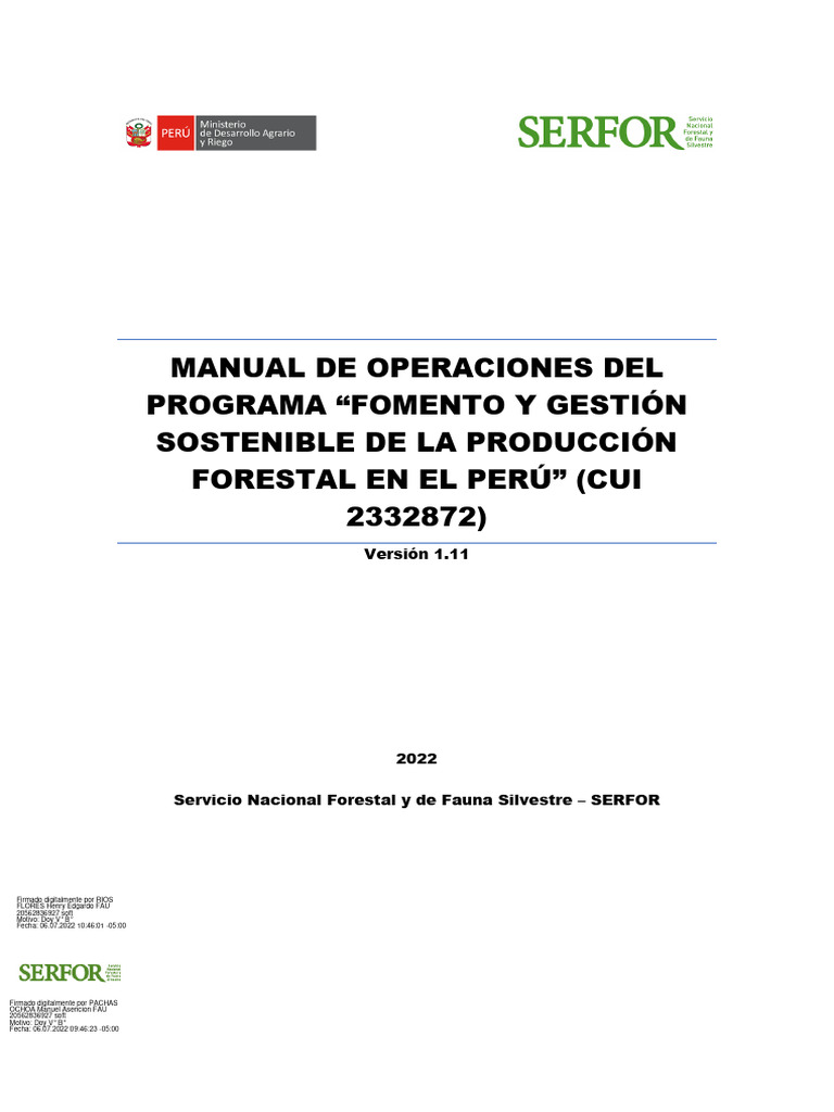 Manual de Operaciones Del Programa Fomento y Gestion Sostenible de La ...