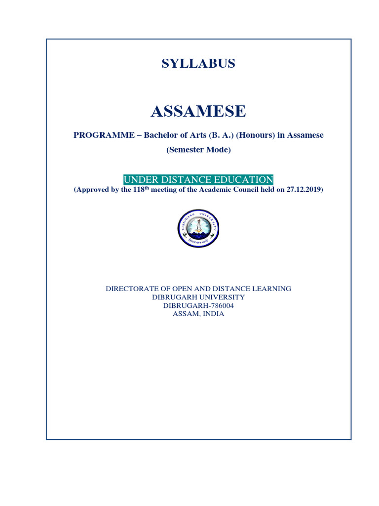 Syllabus - Format - BA Assamese (Honors) | PDF | Perfect Competition ...