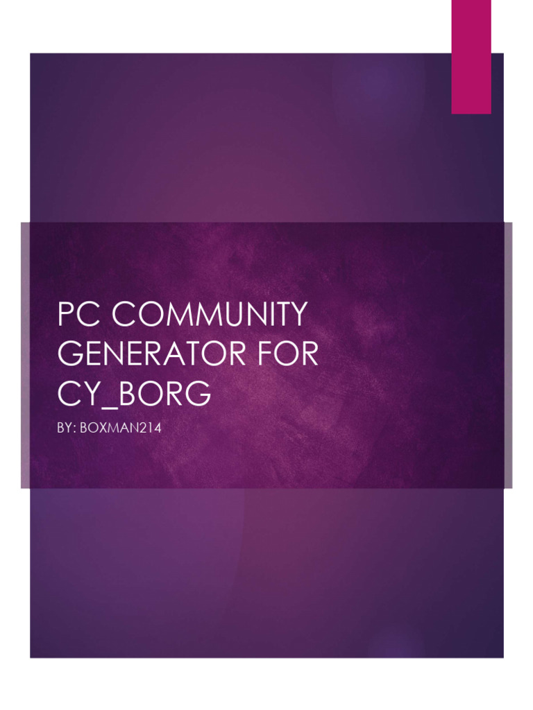 CY - BORG PC Community Generator 11142022 | PDF | Games & Activities