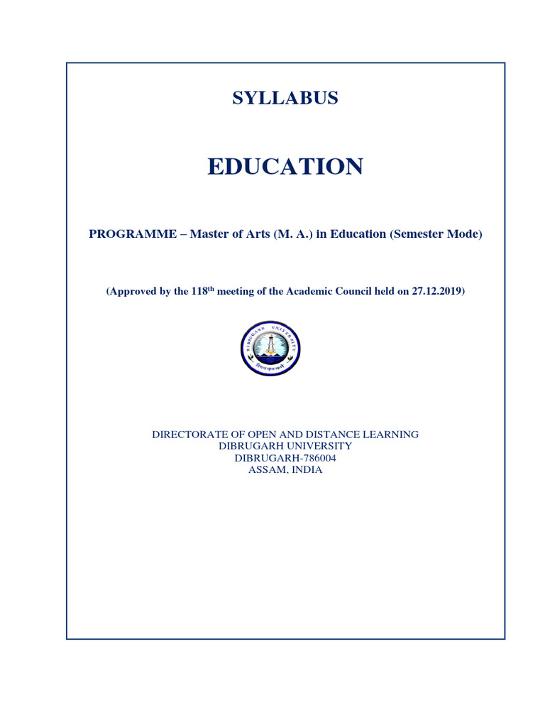 Syllabus Format PG Education | PDF | Academic Term