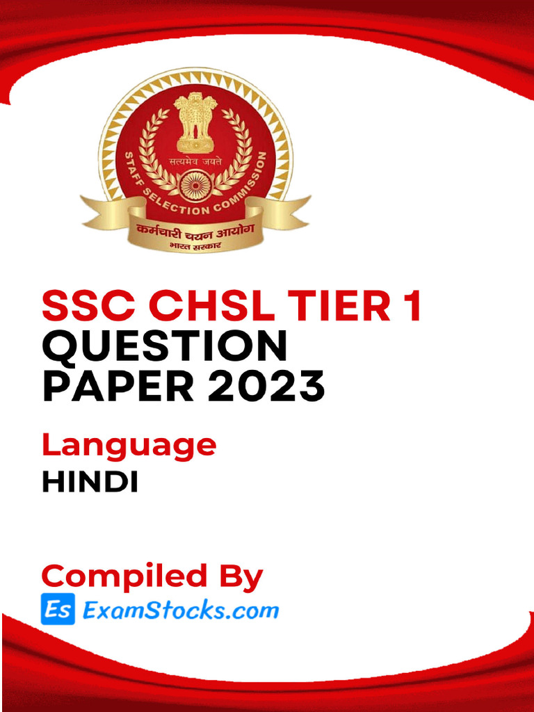 SSC CHSL 2023 Tier 1 Question Papers Hindi @exam - Stocks | PDF | Question | Linguistics