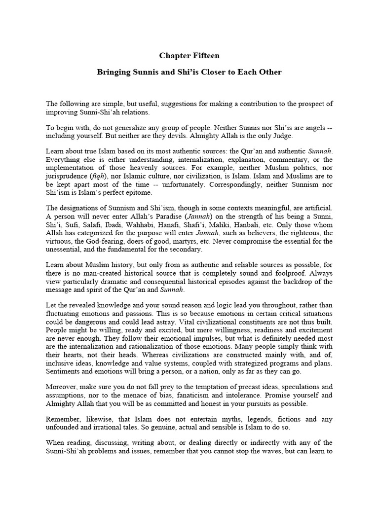 15 Bringing Sunnis and Shiis closer islamicity 2020 | PDF | Sunni Islam ...