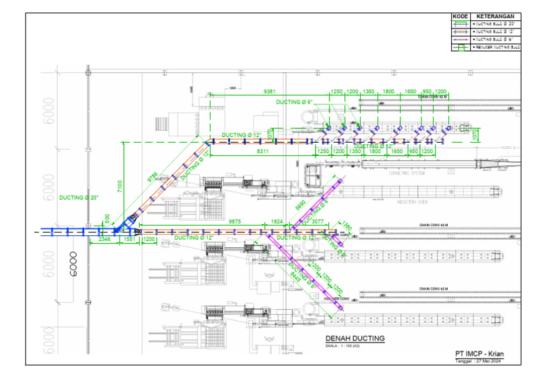 1.denah Instalasi Ducting Bulat PT IMCP-Krian (2024) | PDF
