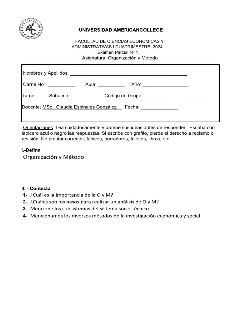 Examen1 parcial 2024 O Y M (1) | PDF