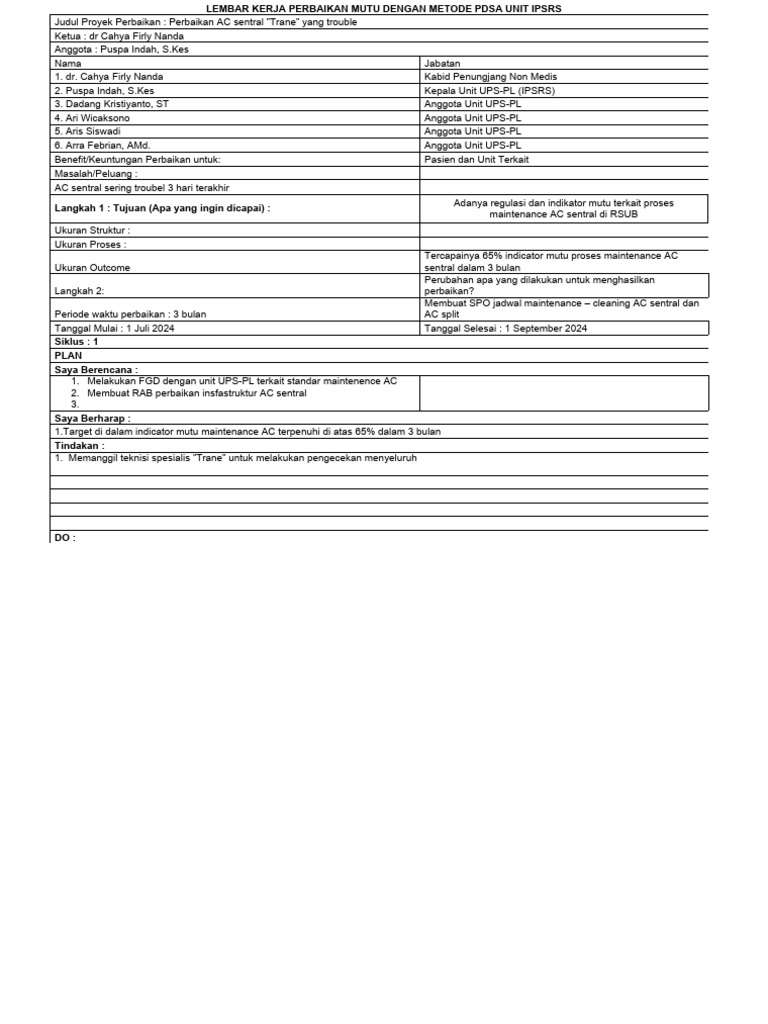 Pdsa RS Ub | PDF | Teknologi & Rekayasa