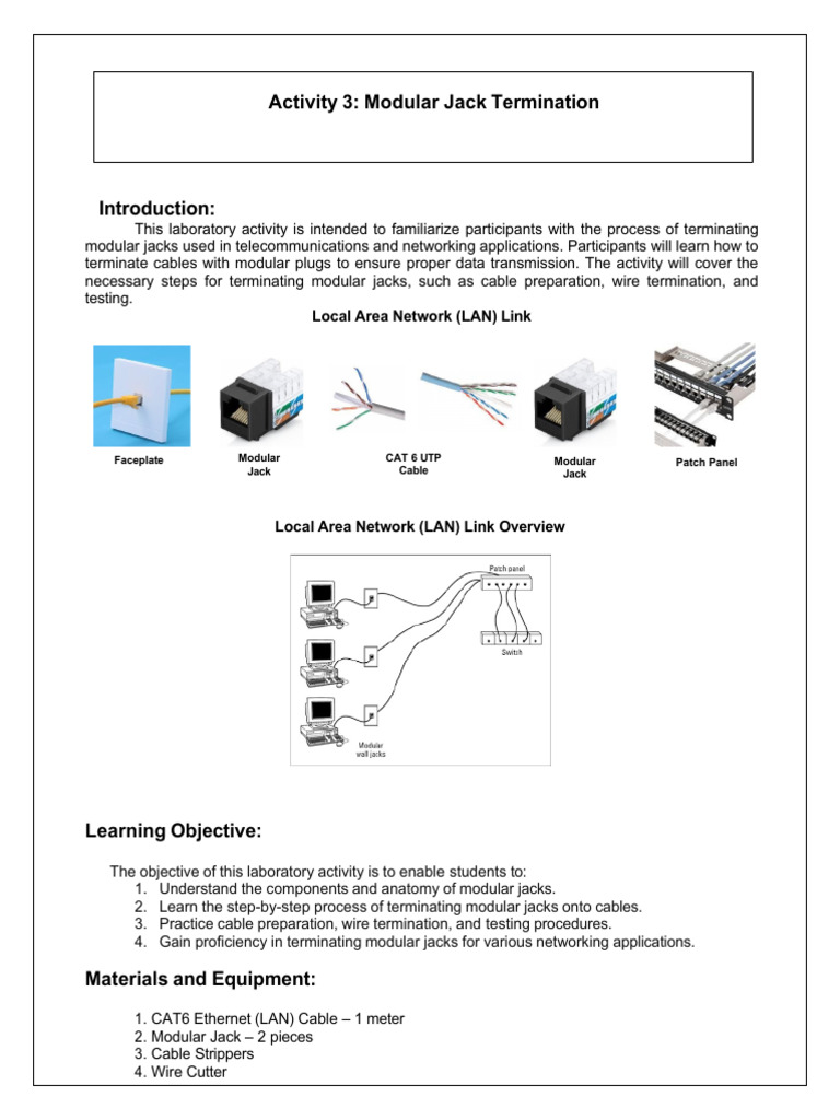 Activity 3 Modular Jack Termination | PDF | Telecommunications | Computing