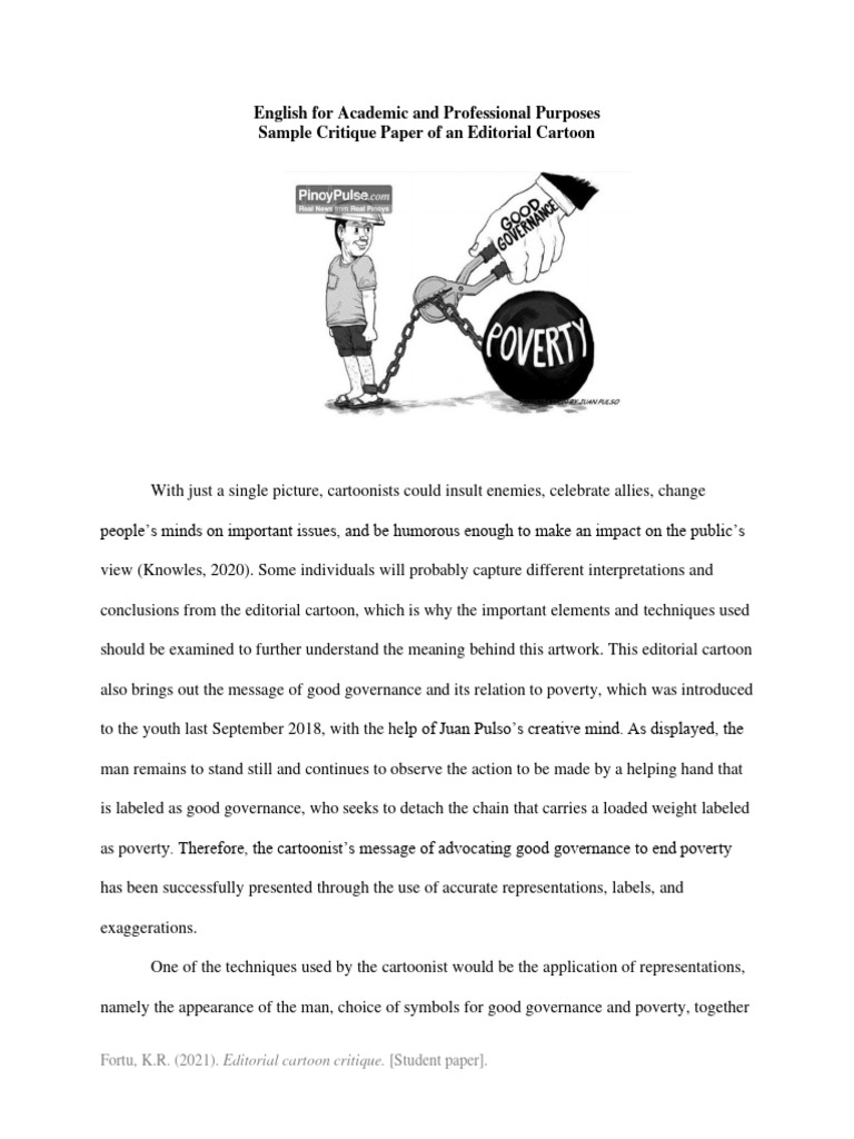 Sample Critique Paper of An Editorial Cartoon | PDF | Cartoon