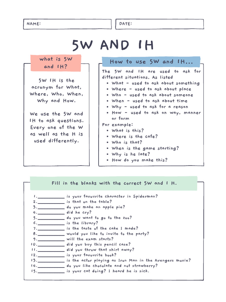 How To Use 5W and 1H.. | PDF