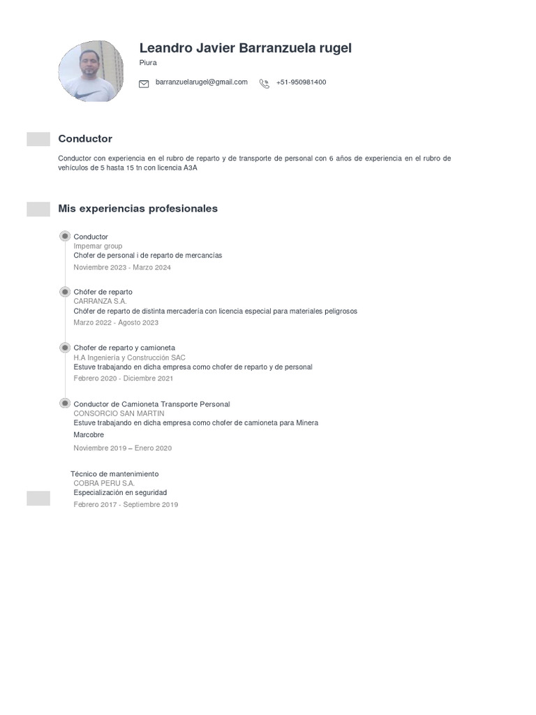 Leandro CV 2 - Completo | PDF | Documento de identidad