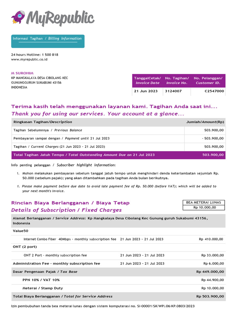 Cara Pembayaran MyRepublic via BCA | PDF | Pengelolaan Keuangan & Uang