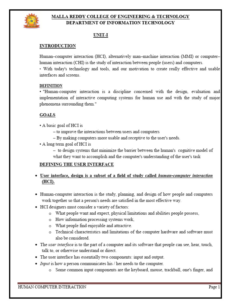 HCL Total 3 Units | Download Free PDF | Graphical User Interfaces | Human–Computer Interaction