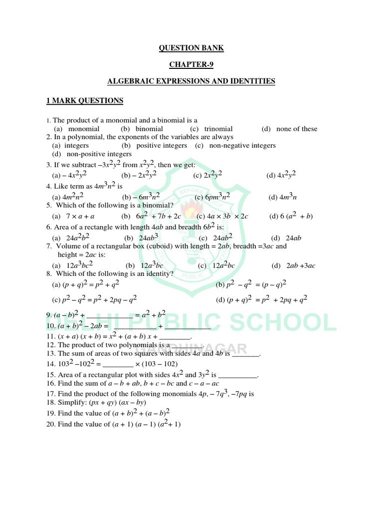 Class 8 - Question Bank Term2 MATHS | PDF | Area | Cartesian Coordinate ...