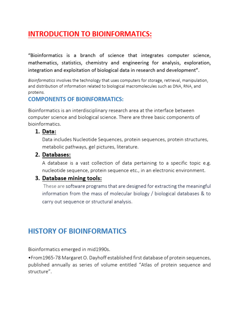 Introduction To Bioinformatics | PDF | Wellness | Science & Mathematics